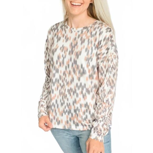 Tribal | Tops | New Tribal Fuzzy Soft Crew Neck Combo Print Knit Top In ...